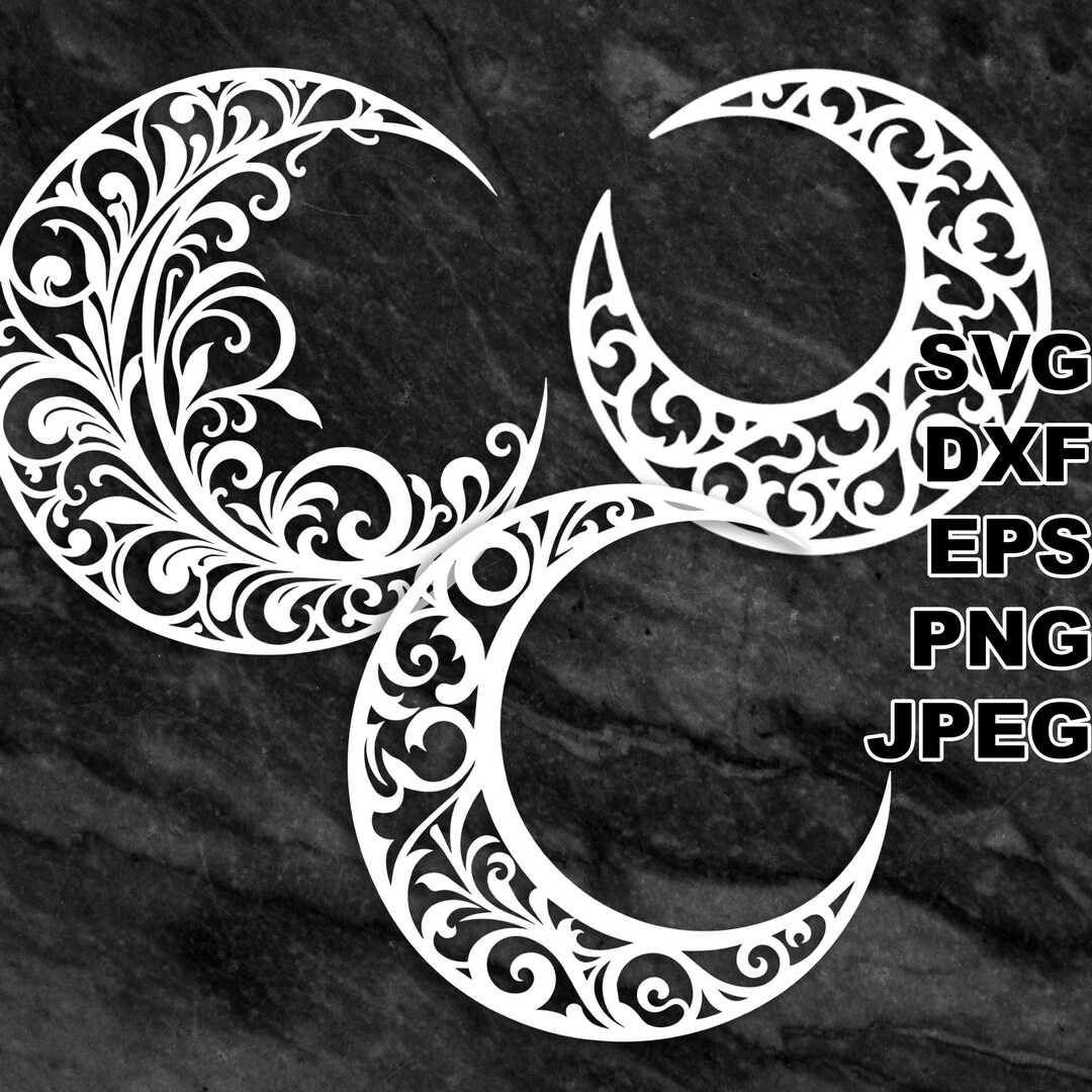 Crescent Moon SVG Cut Files (svg Dxf Png Eps Jpeg) Silhouette & Cricut ...