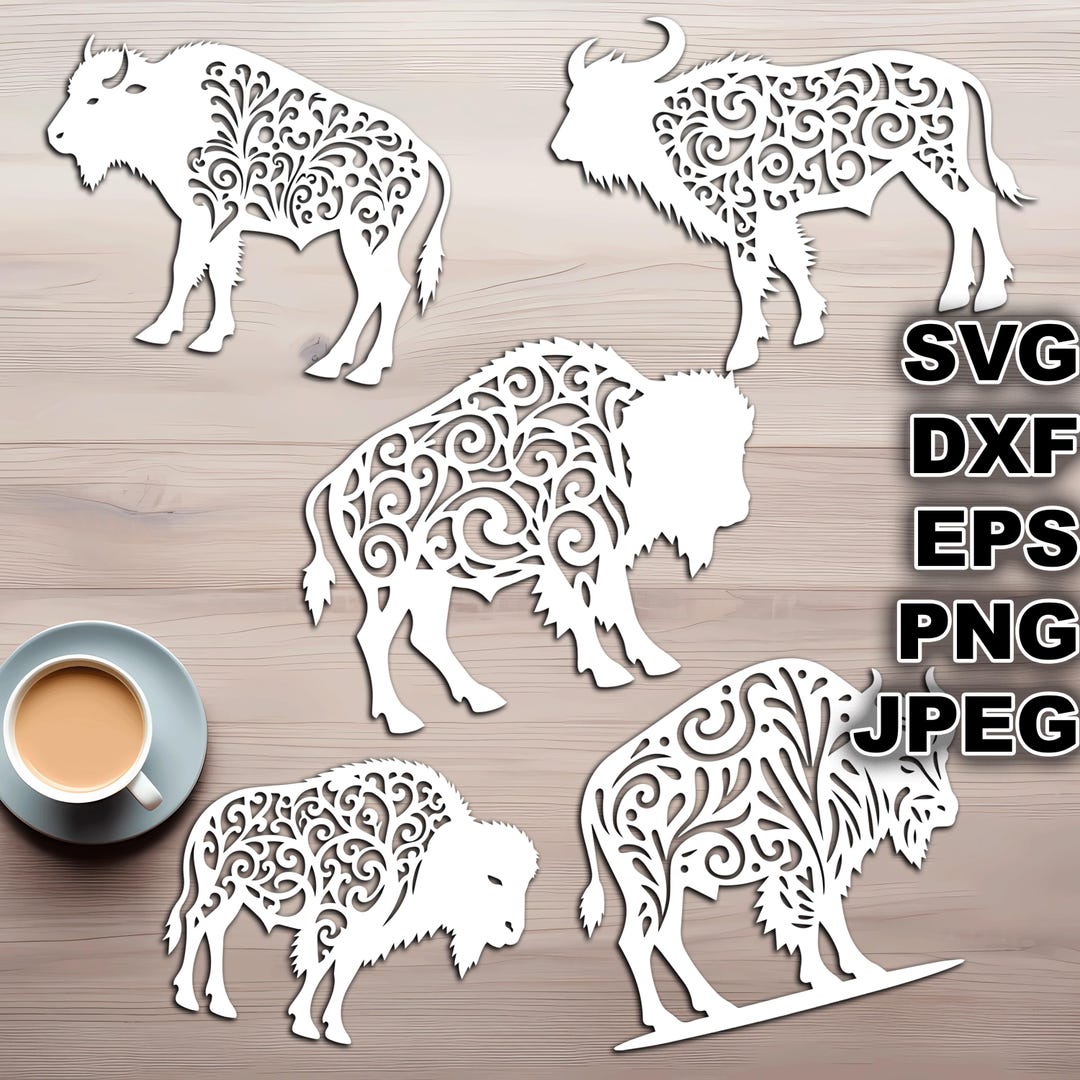 Buffalo Filigree SVG Cut Files (svg Dxf Png Eps Jpeg) Silhouette ...