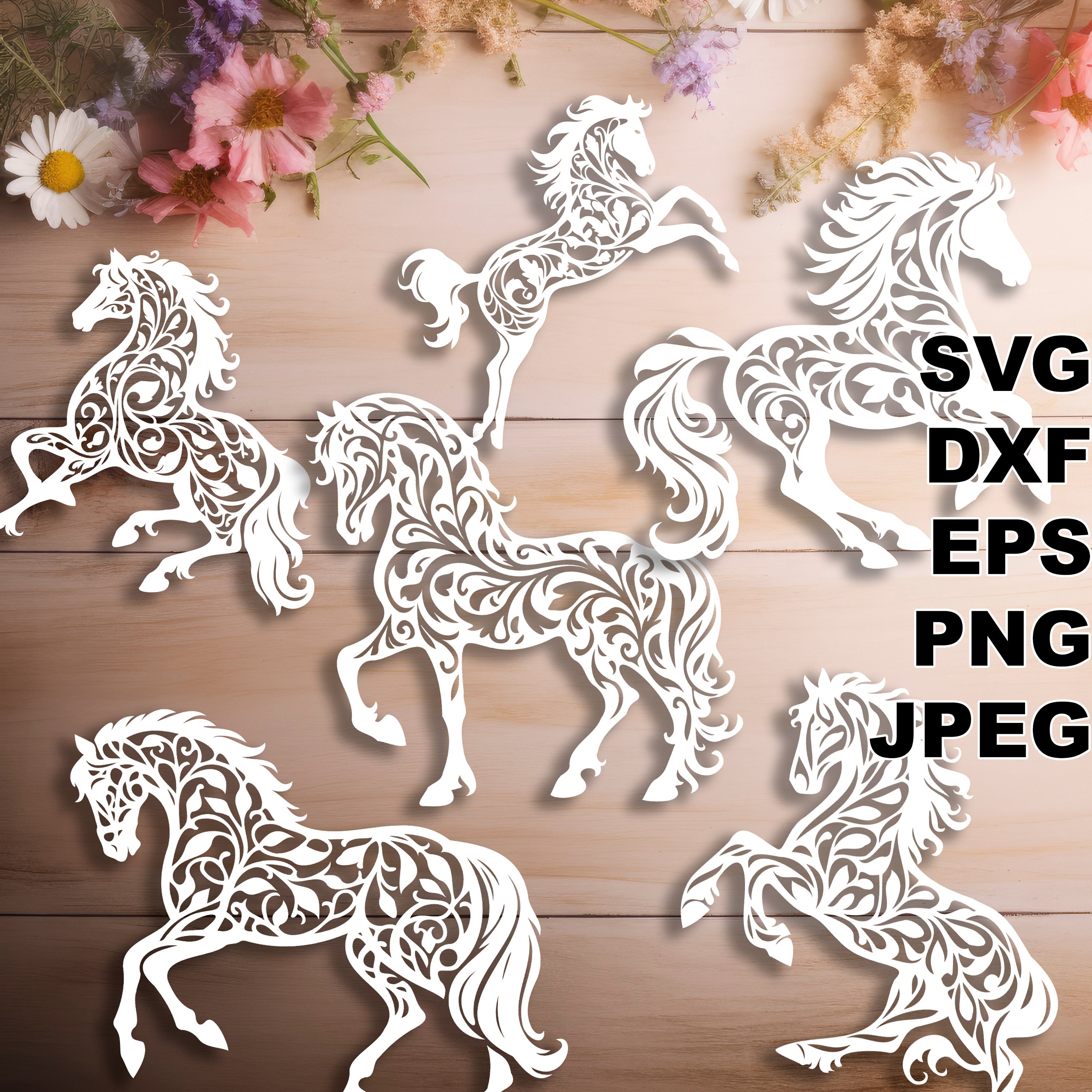 Horses SVG Cut Files svg Dxf Png Eps Jpg Silhouette & Cricut ...