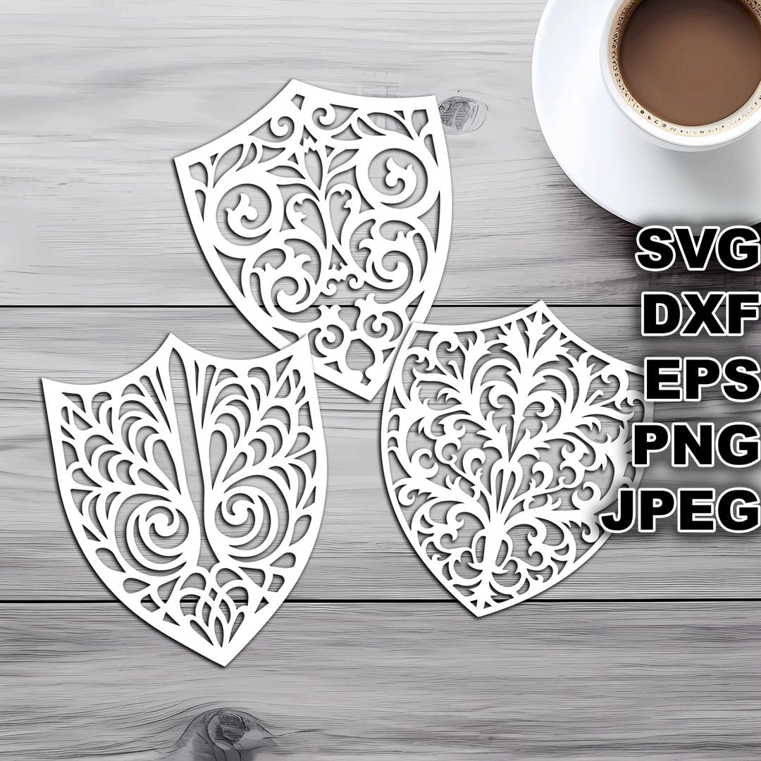 Shield Filigree SVG Cut Files (svg Dxf Png Eps Jpeg) Silhouette ...