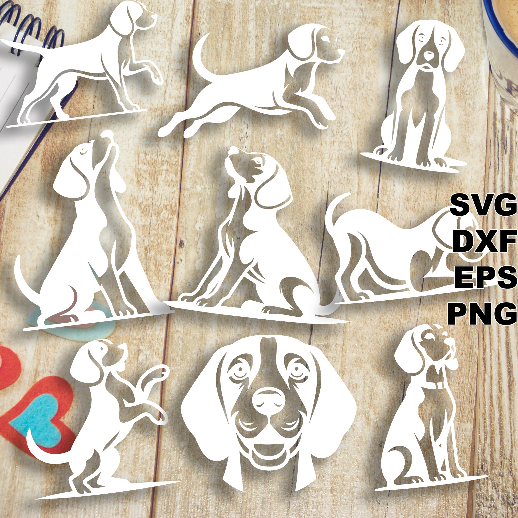 Beagle SVG Cut Files svg Dxf Png Eps Silhouette & Cricut, Digital ...