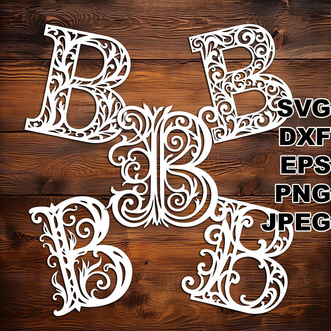 Filigree Letter B SVG Cut Files (svg Dxf Png Eps Jpeg) Silhouette ...