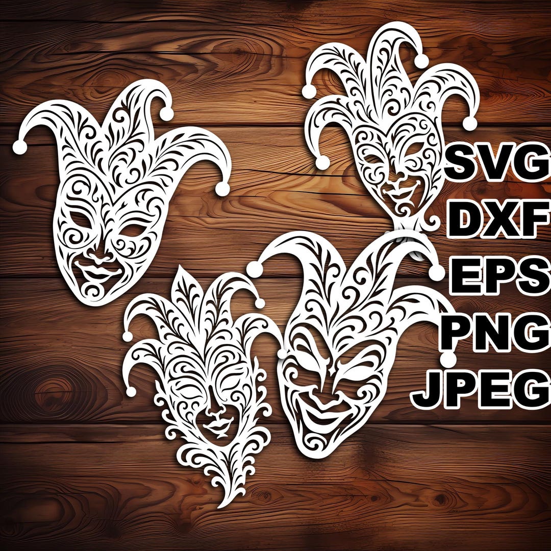 Filigree Jester Mask SVG Cut Files (svg Dxf Png Eps Jpeg) Silhouette ...
