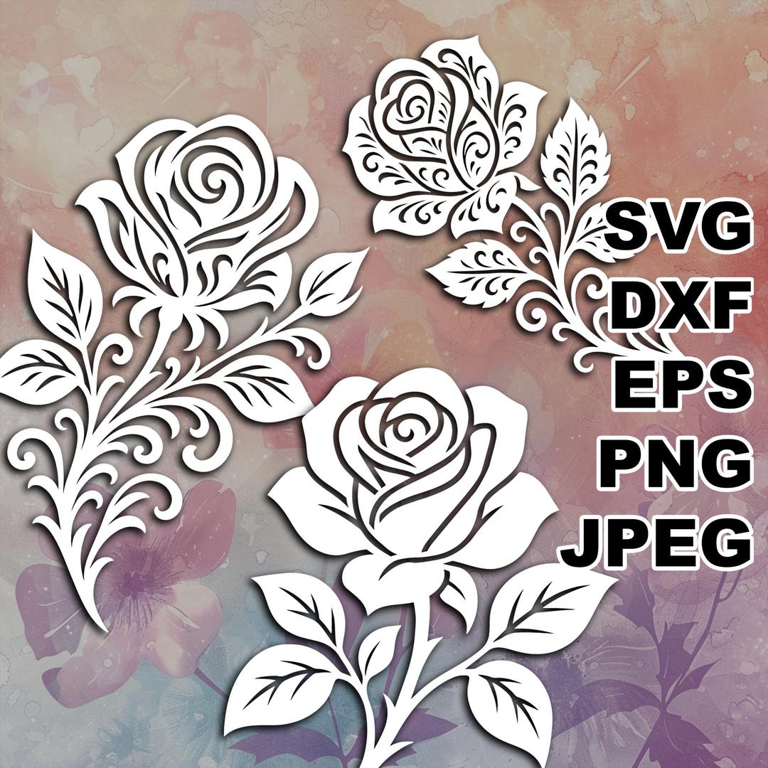 Filigree Rose SVG Cut Files (svg Dxf Png Eps Jpeg) Silhouette & Cricut ...