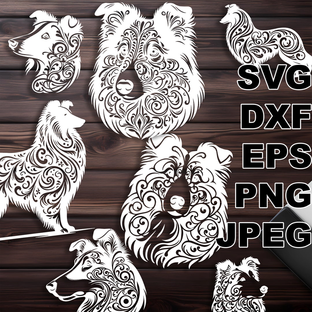 Collies Fancy SVG Cut Files svg Dxf Png Eps Jpeg Silhouette & Cricut ...