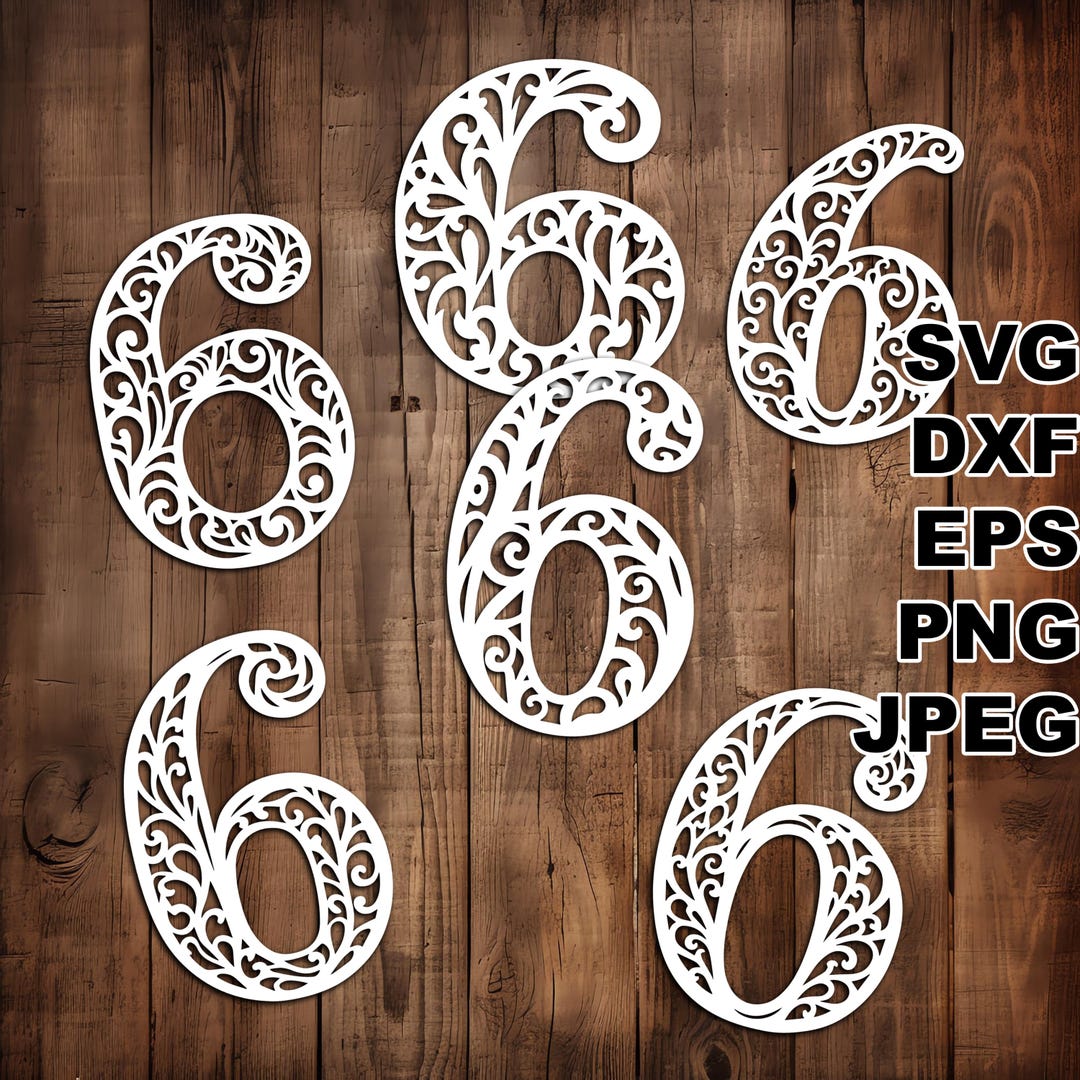 Filigree Number 6 SVG Cut Files (svg Dxf Png Eps Jpeg) Silhouette ...
