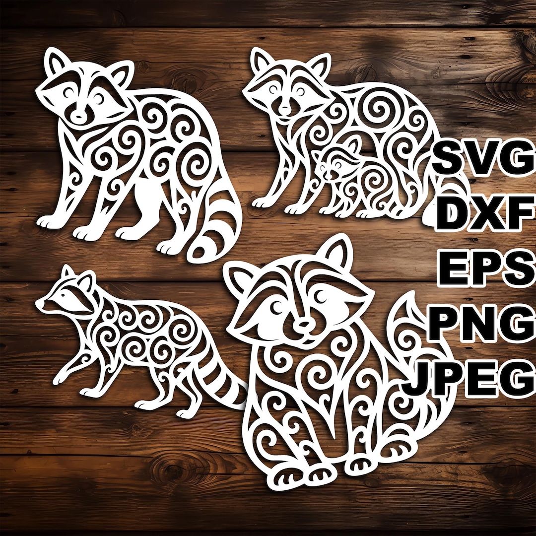 Elegant Raccoon SVG Cut Files (svg Dxf Png Eps Jpeg) Silhouette ...