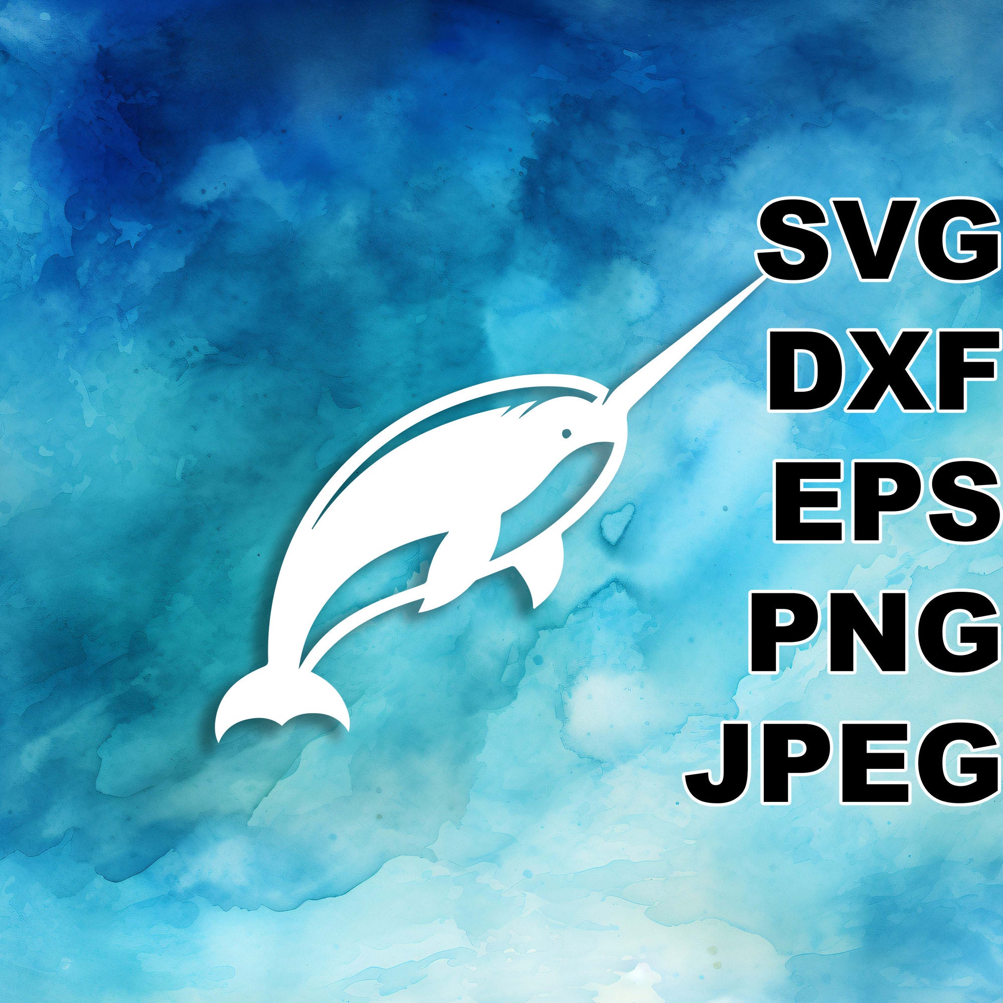 Narwhal SVG Cut Files svg Dxf Png Eps Png Vinyl and Paper Cut, CNC ...