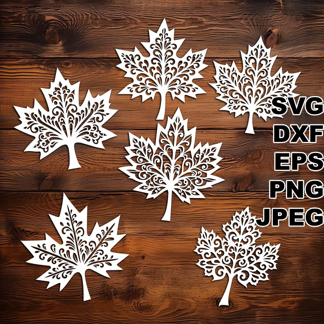 Filigree Maple Leaf SVG Cut Files (svg Dxf Png Eps Jpeg) Silhouette ...