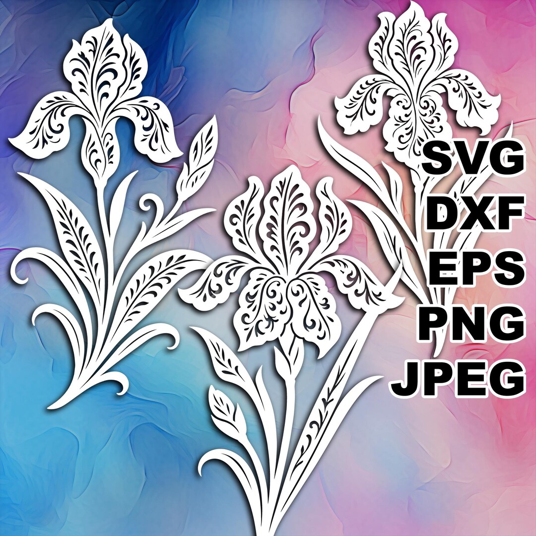 Filigree Iris SVG Cut Files (svg Dxf Png Eps Jpeg) Silhouette & Cricut ...