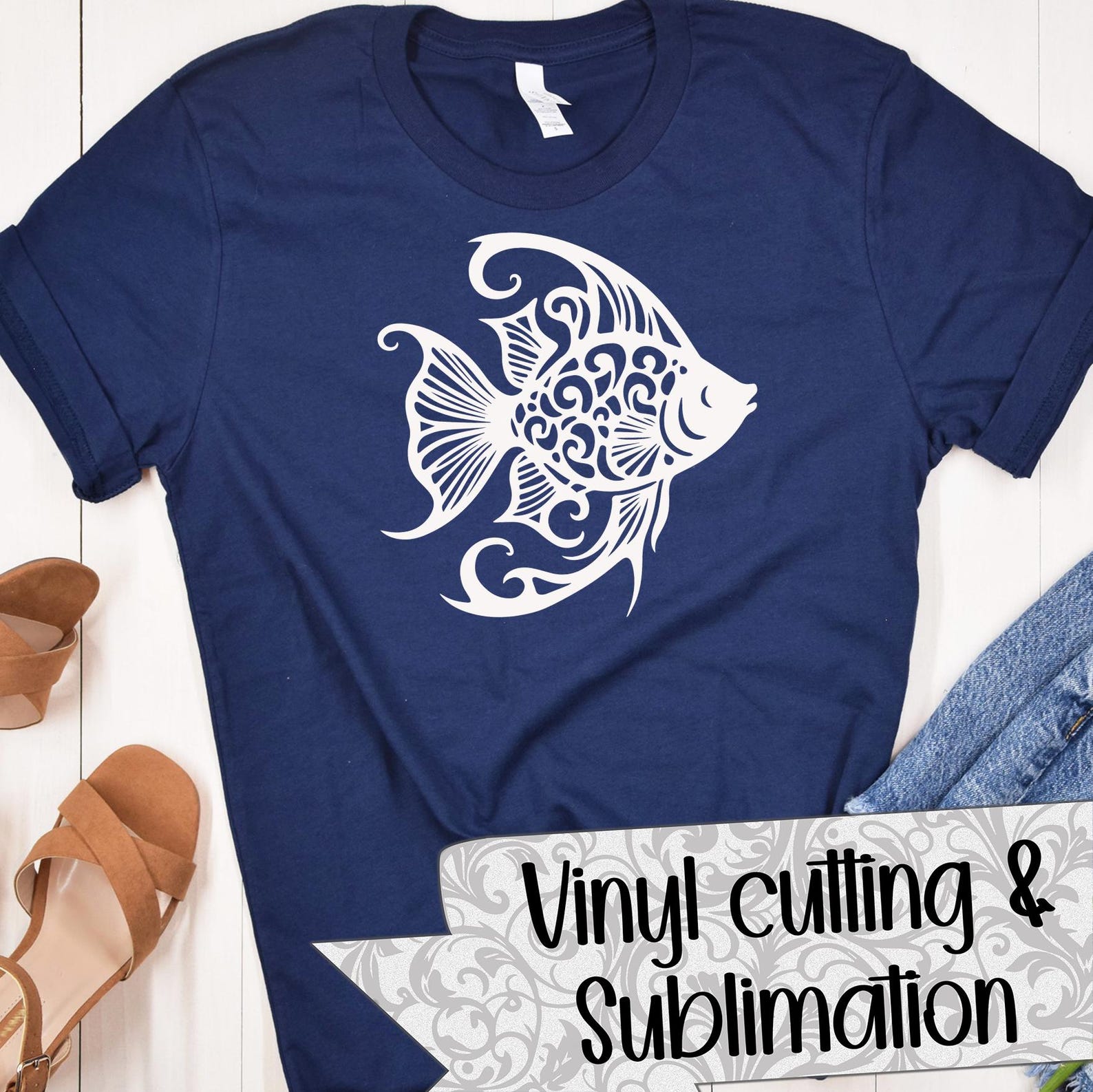 Filigree Beta Fish SVG Cut Files (svg Dxf Png Eps Jpeg) Silhouette ...