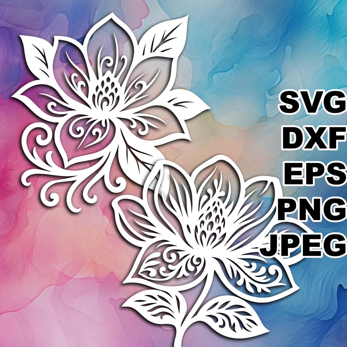 Filigree Magnolia SVG Cut Files (svg Dxf Png Eps Jpeg) Silhouette ...