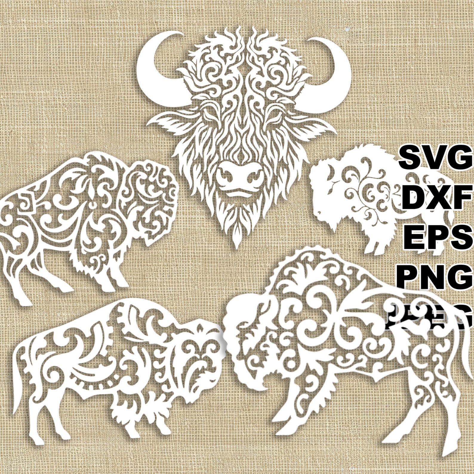 More Buffalo SVG Cut Files (svg Dxf Png Eps Jpeg) Silhouette & Cricut ...