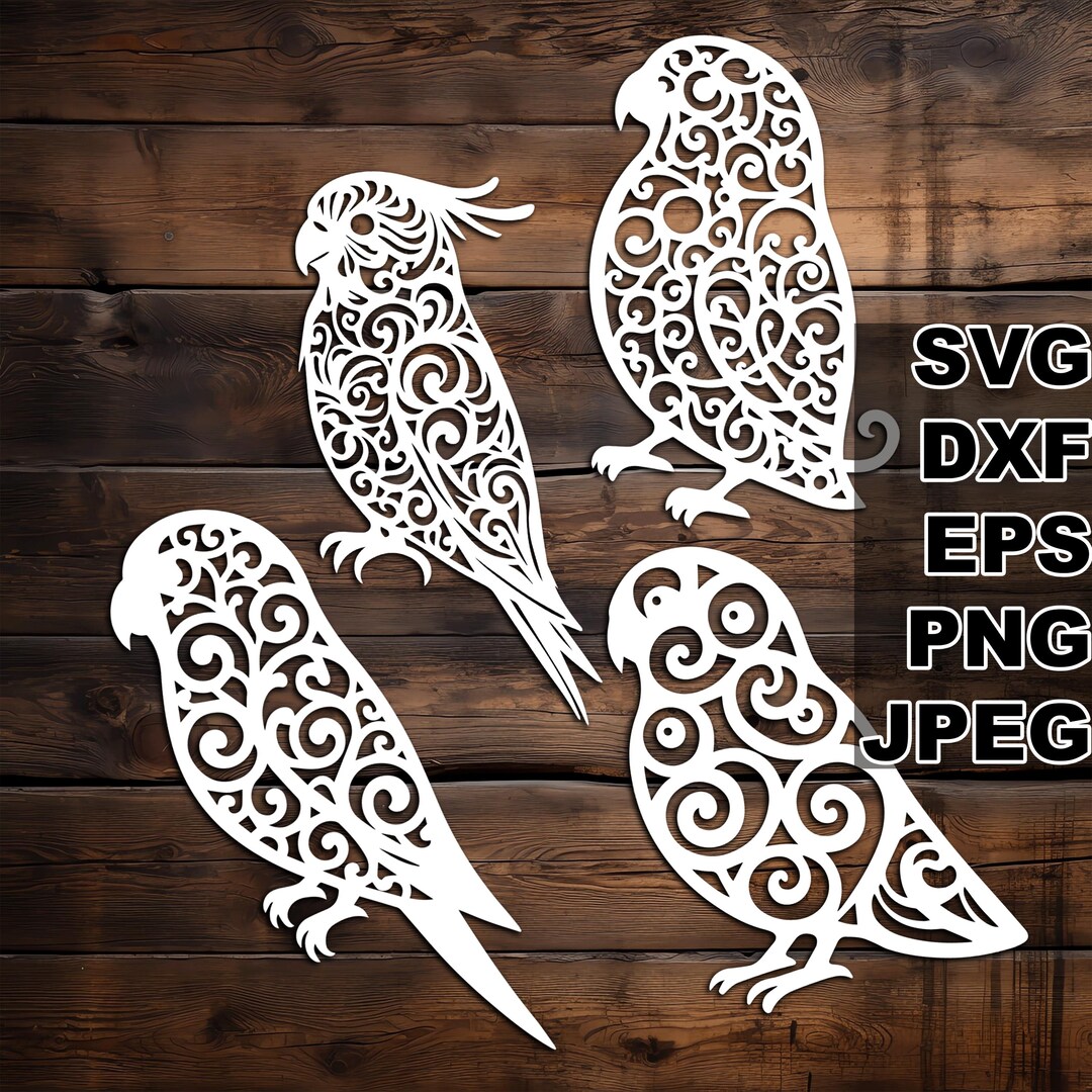 Budgie Filigree SVG Cut Files (svg Dxf Png Eps Jpeg) Silhouette ...