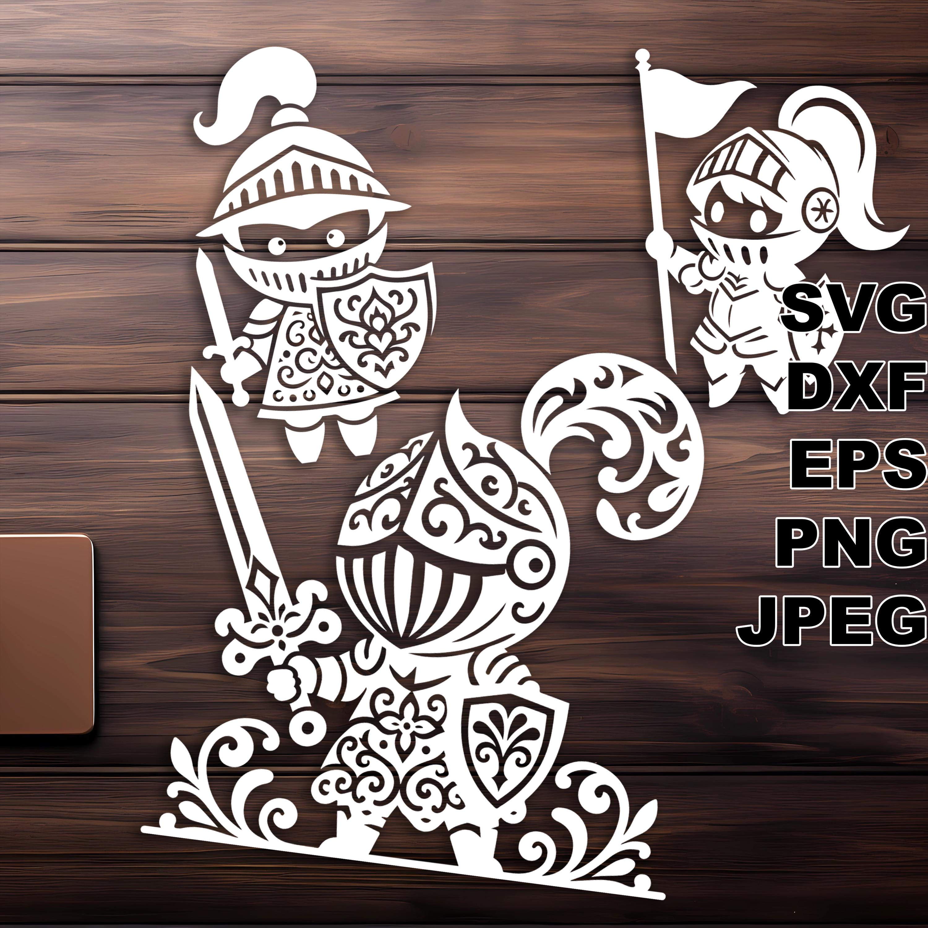Cute Knights SVG Cut Files svg Dxf Png Eps Jpeg Silhouette & Cricut ...