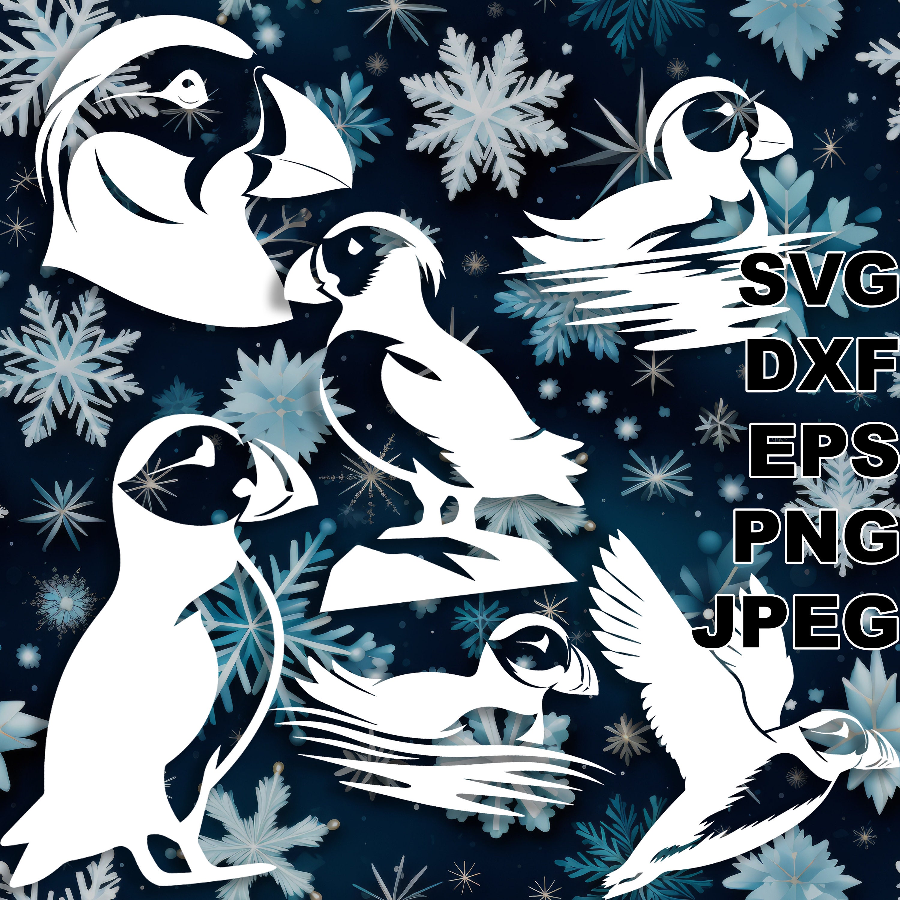 Puffin SVG Cut Files svg Dxf Png Eps Jpeg Vinyl and Paper Cut, CNC ...