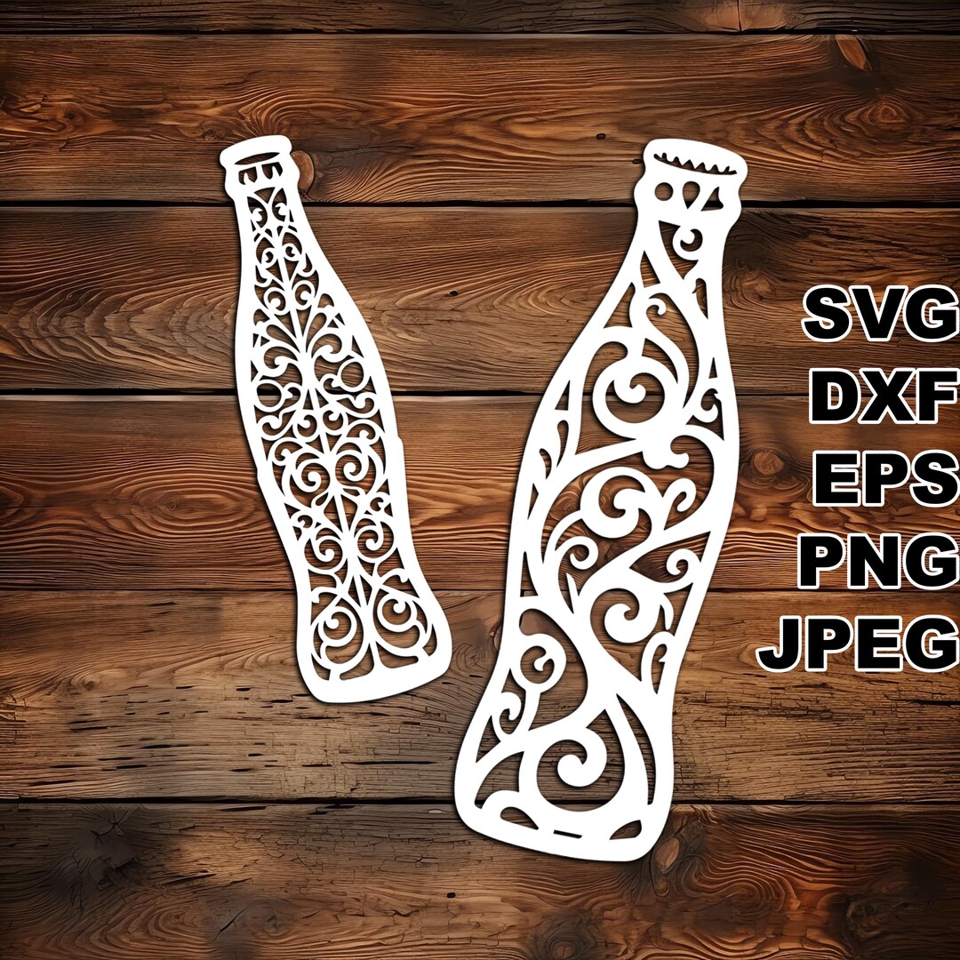 Filigree Soda Bottle SVG Cut Files (svg Dxf Png Eps Jpeg) Silhouette ...