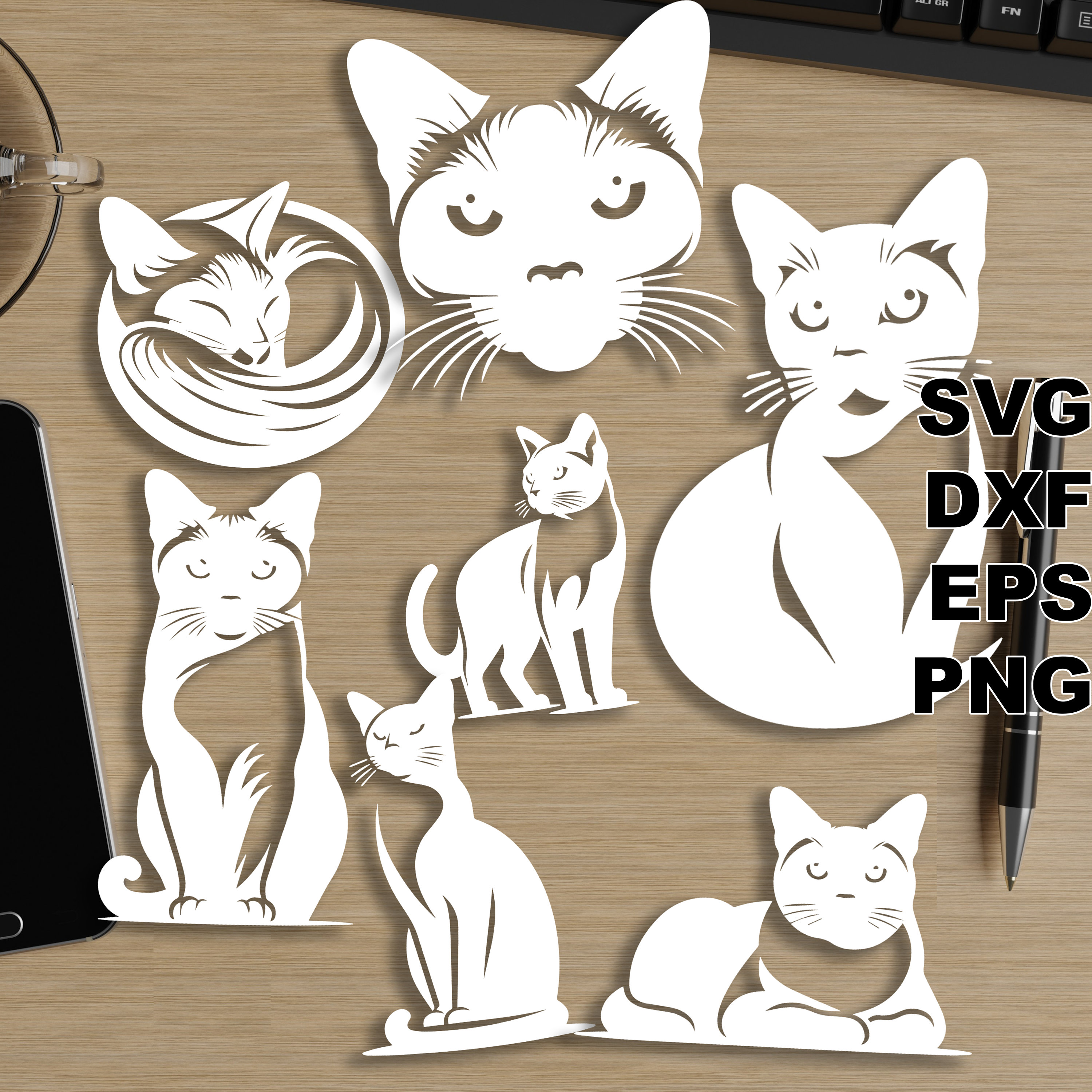 Burmese Cat SVG Cut Files svg Dxf Png Eps Silhouette & Cricut, Digital ...