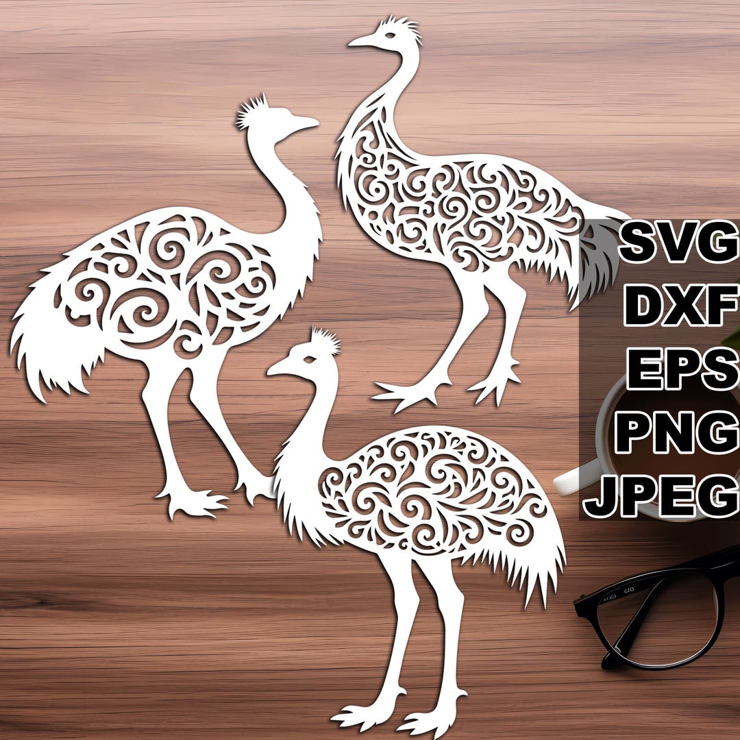 Emu Filigree SVG Cut Files (svg Dxf Png Eps Jpeg) Silhouette & Cricut ...