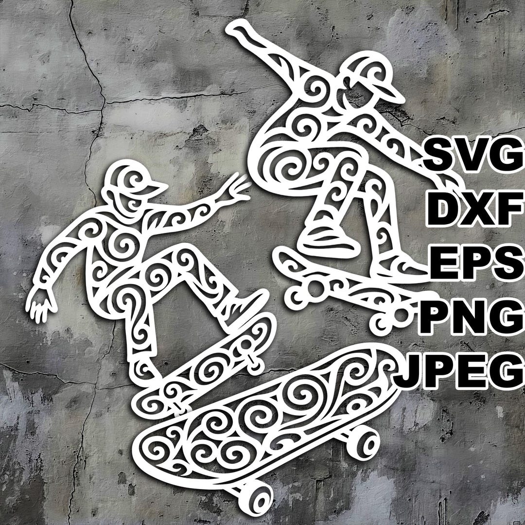 Elegant Skateboard SVG Cut Files (svg Dxf Png Eps Jpeg) Silhouette ...