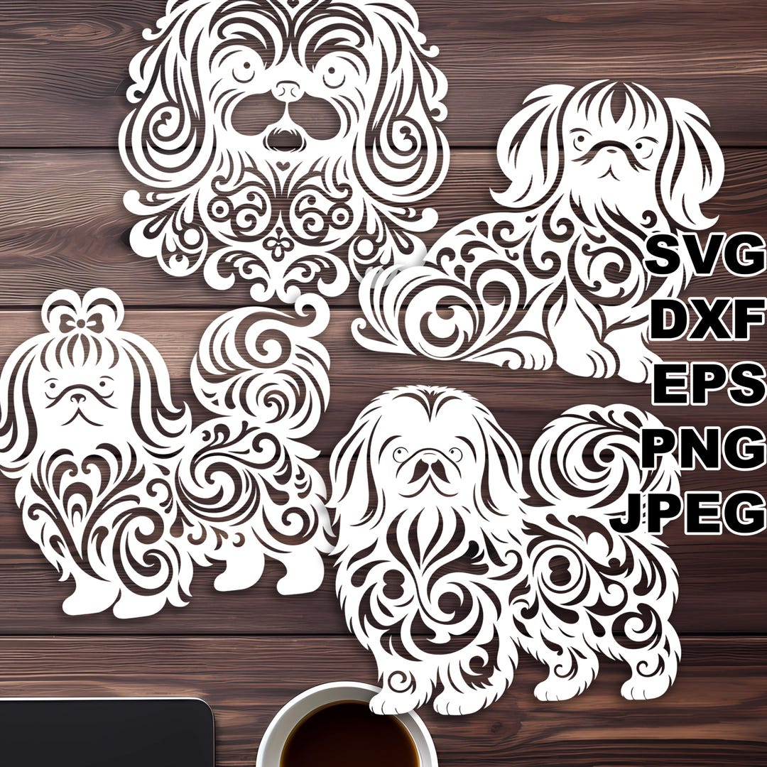 Pekingese Fancy SVG Cut Files svg Dxf Png Eps Jpeg Silhouette & Cricut ...