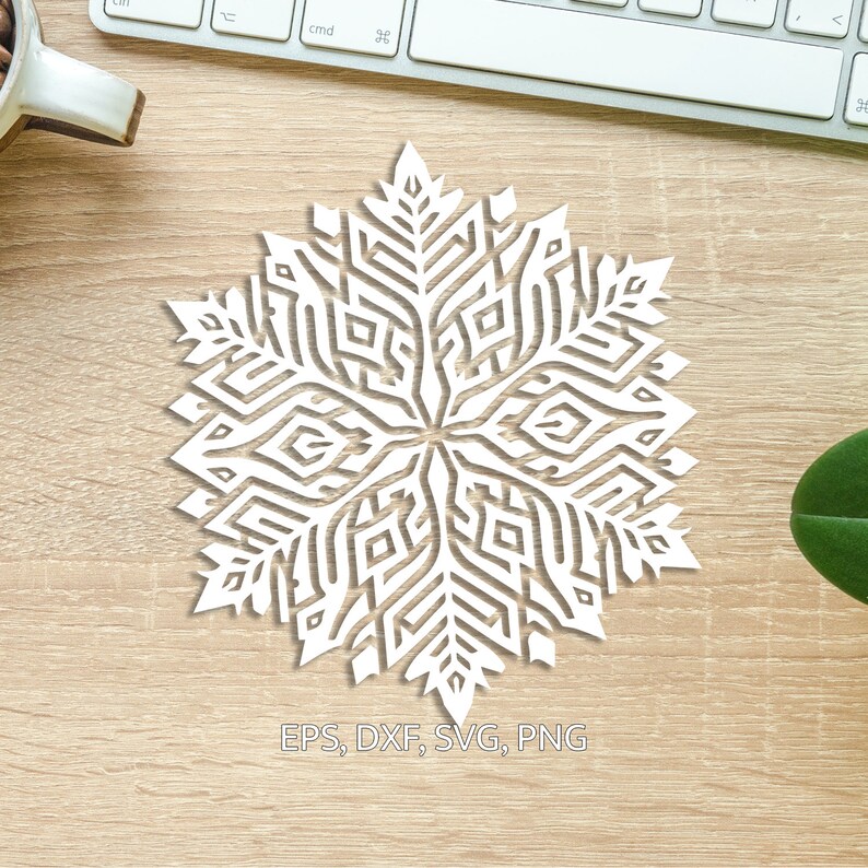 Snowflake SVG Cut Files (svg Dxf Png Eps) Silhouette & Cricut, Digital ...