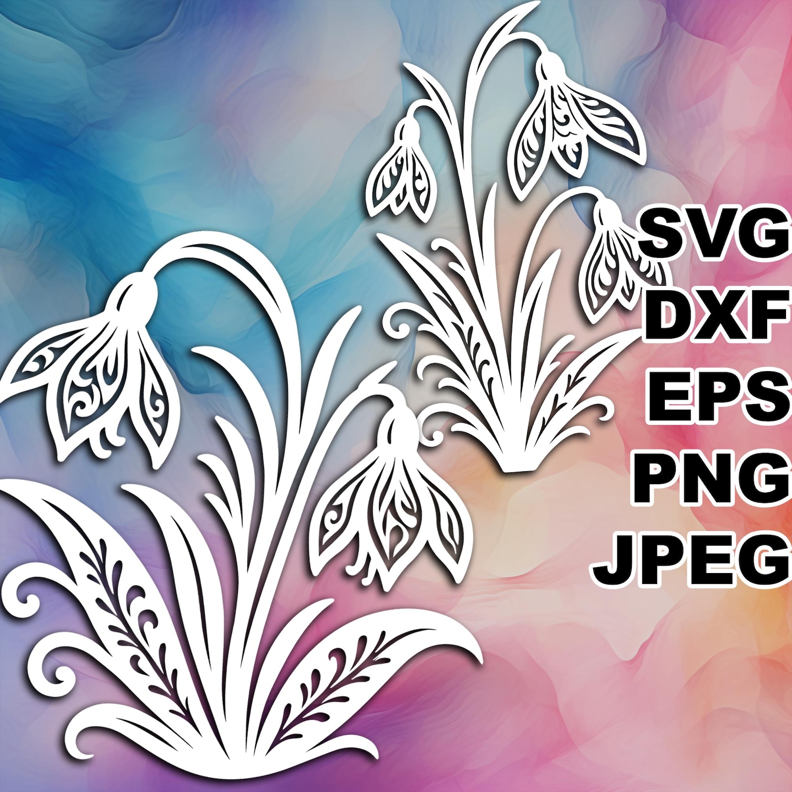 Filigree Snowdrop SVG Cut Files (svg Dxf Png Eps Jpeg) Silhouette ...