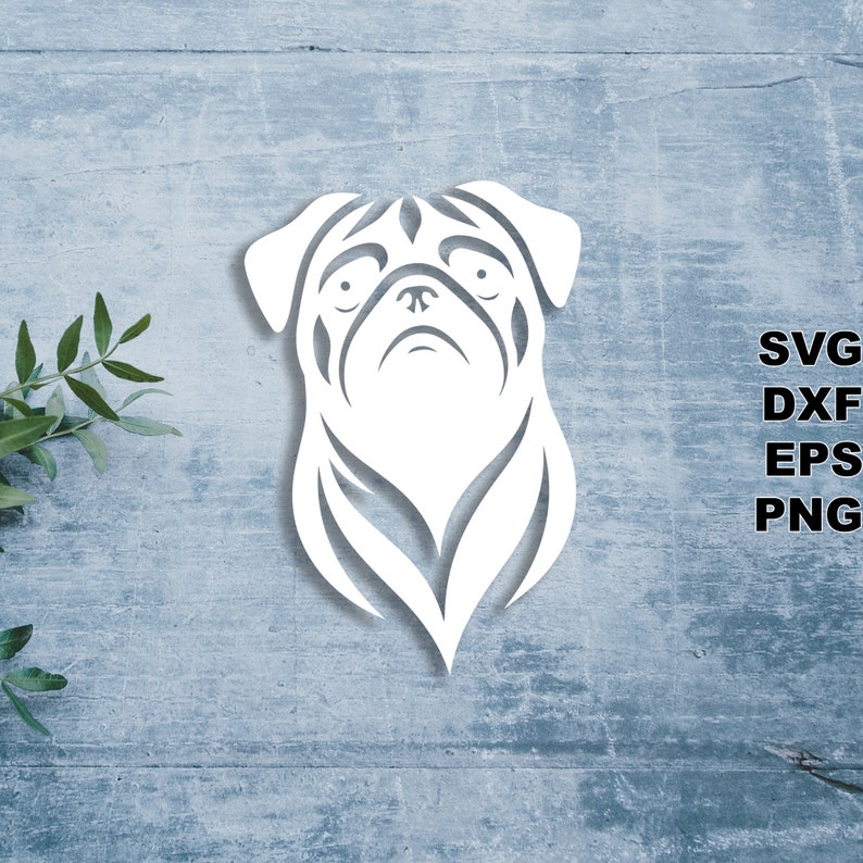 Pug SVG Cut Files svg Dxf Png Eps Silhouette & Cricut, Digital ...