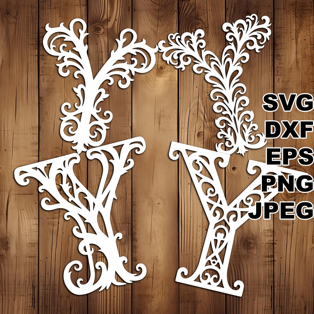 Filigree Letter Y SVG Cut Files (svg Dxf Png Eps Jpeg) Silhouette ...