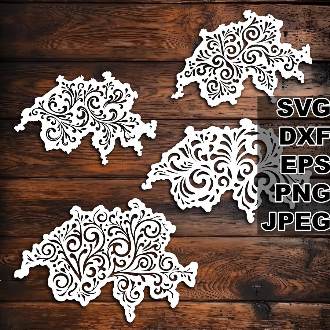 Filigree Switzerland SVG Cut Files (svg Dxf Png Eps Jpeg) Silhouette ...