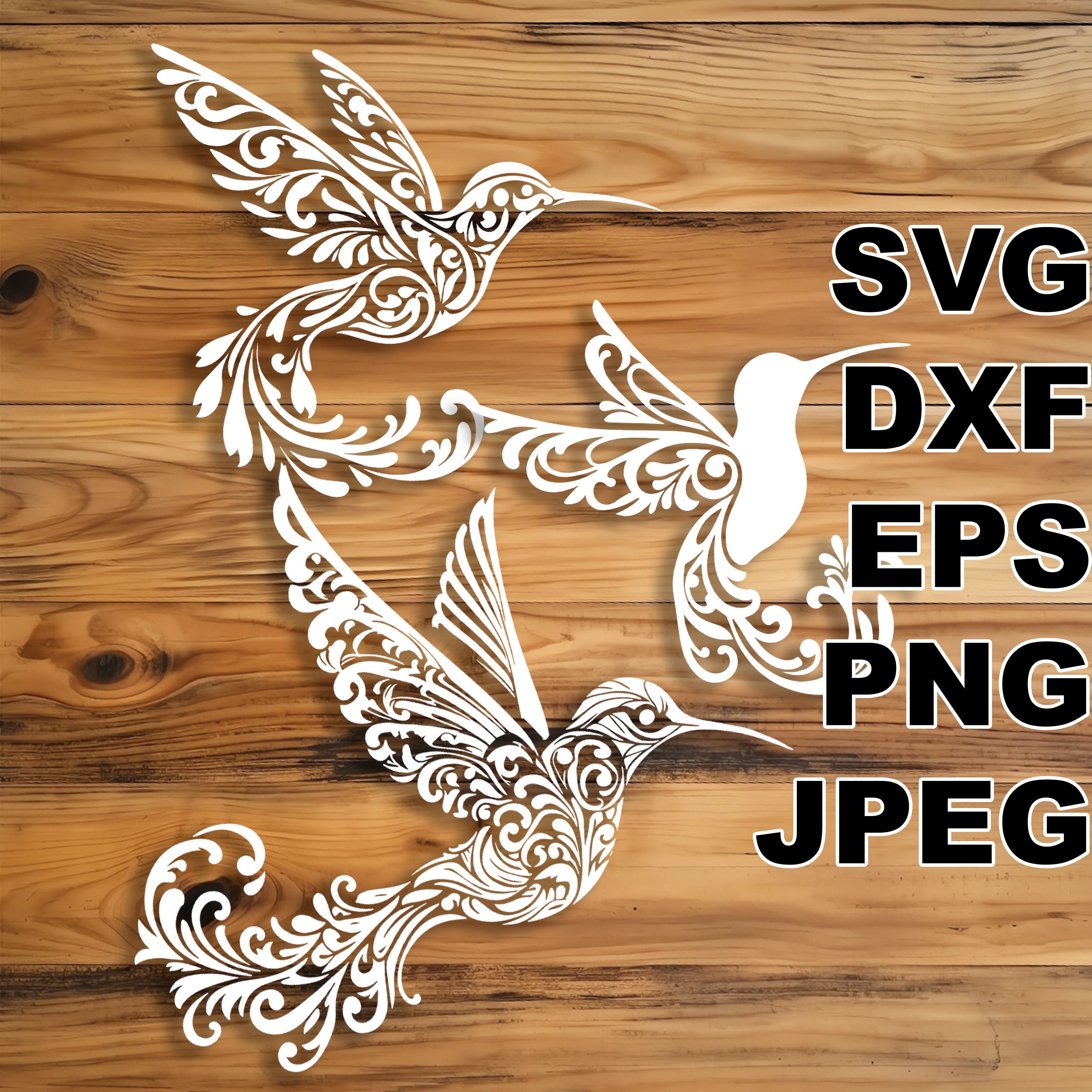 Hummingbird Fancy SVG Cut Files svg Dxf Png Eps Jpg Silhouette & Cricut ...