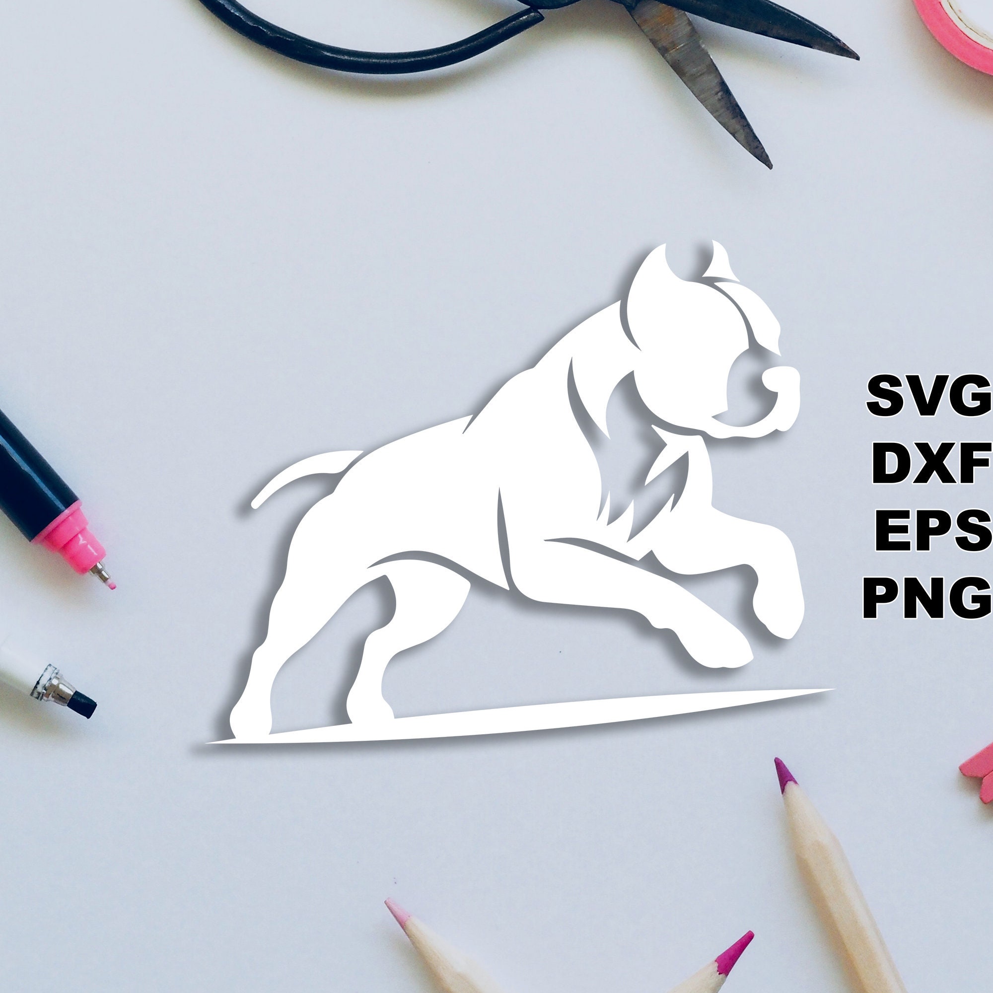 Pitbull SVG Cut Files svg Dxf Png Eps Silhouette & Cricut, Digital ...