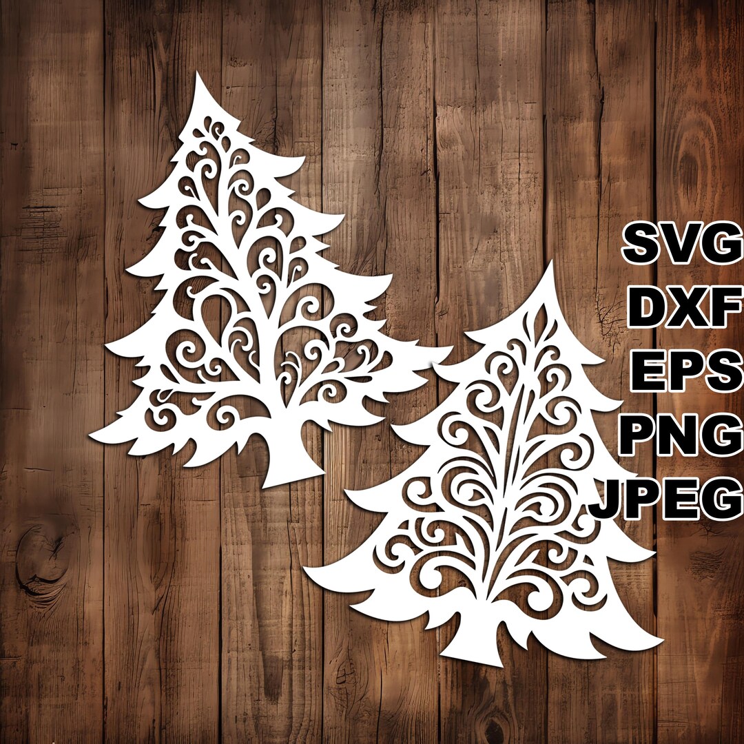 Filigree Pine Tree Filitree SVG Cut Files (svg Dxf Png Eps Jpeg ...