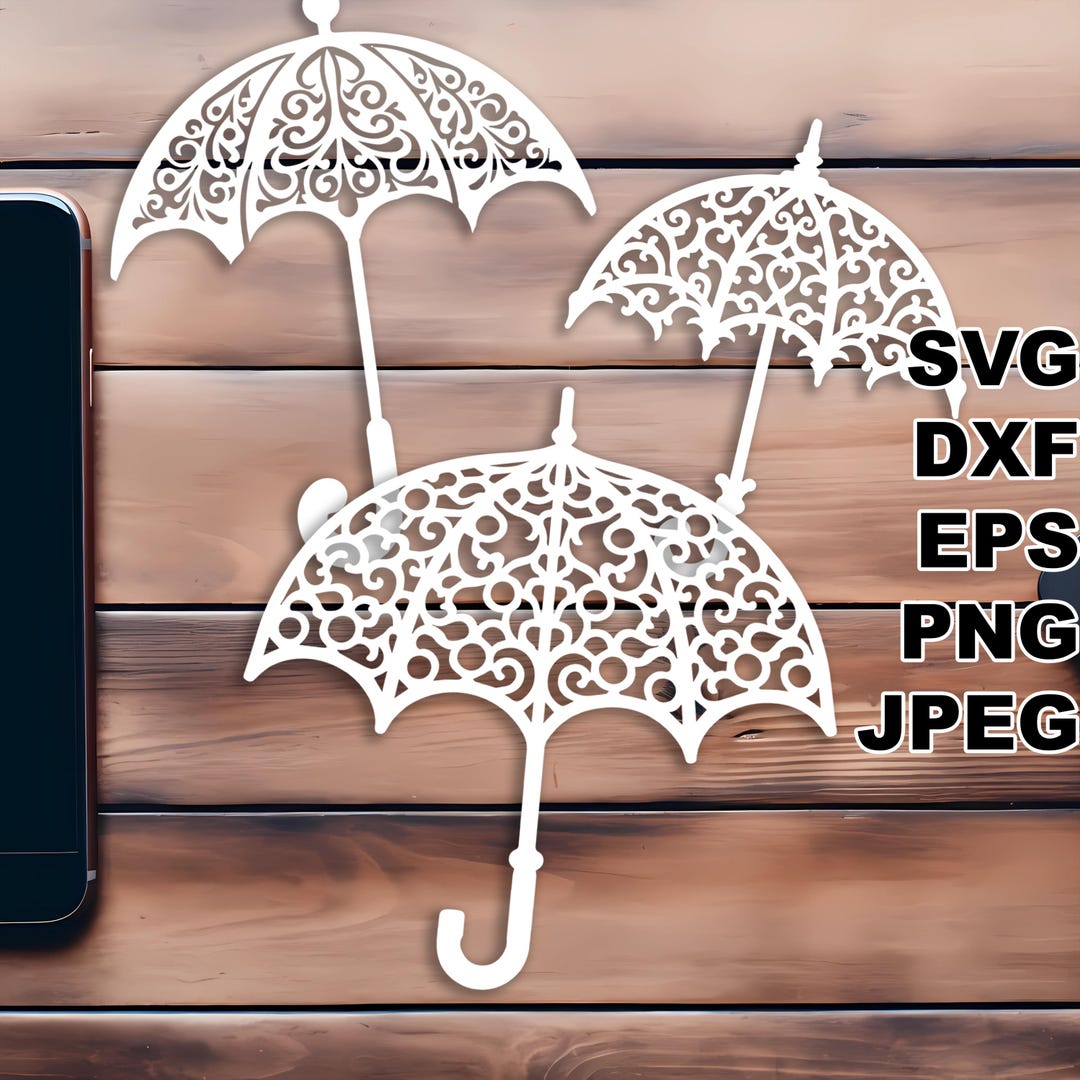Umbrellas SVG Cut Files (svg Dxf Png Eps Jpeg) Silhouette & Cricut ...