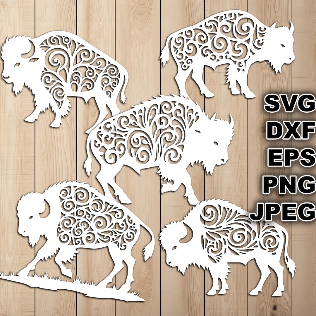 Filigree Buffalo SVG Cut Files (svg Dxf Png Eps Jpeg) Silhouette ...