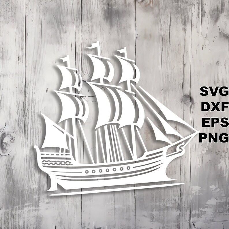 Ships at Sea SVG Cut Files svg Dxf Png Eps Silhouette & Cricut, Digital ...