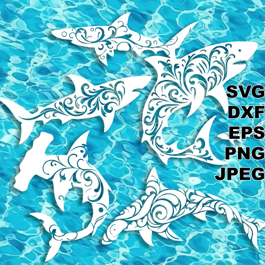 Shark SVG Cut Files (svg Dxf Png Eps Jpg) Silhouette & Cricut ...