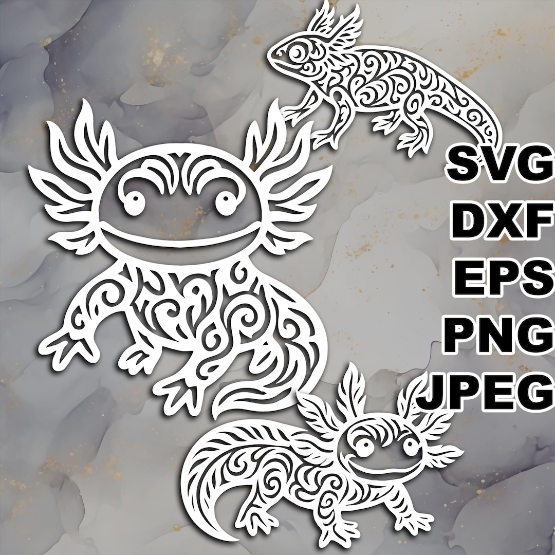 Filigree Axolotl SVG Cut Files (svg Dxf Png Eps Jpeg) Silhouette ...