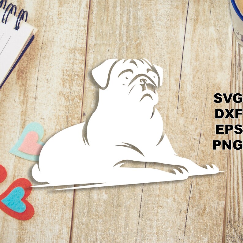 Pug SVG Cut Files svg Dxf Png Eps Silhouette & Cricut, Digital ...