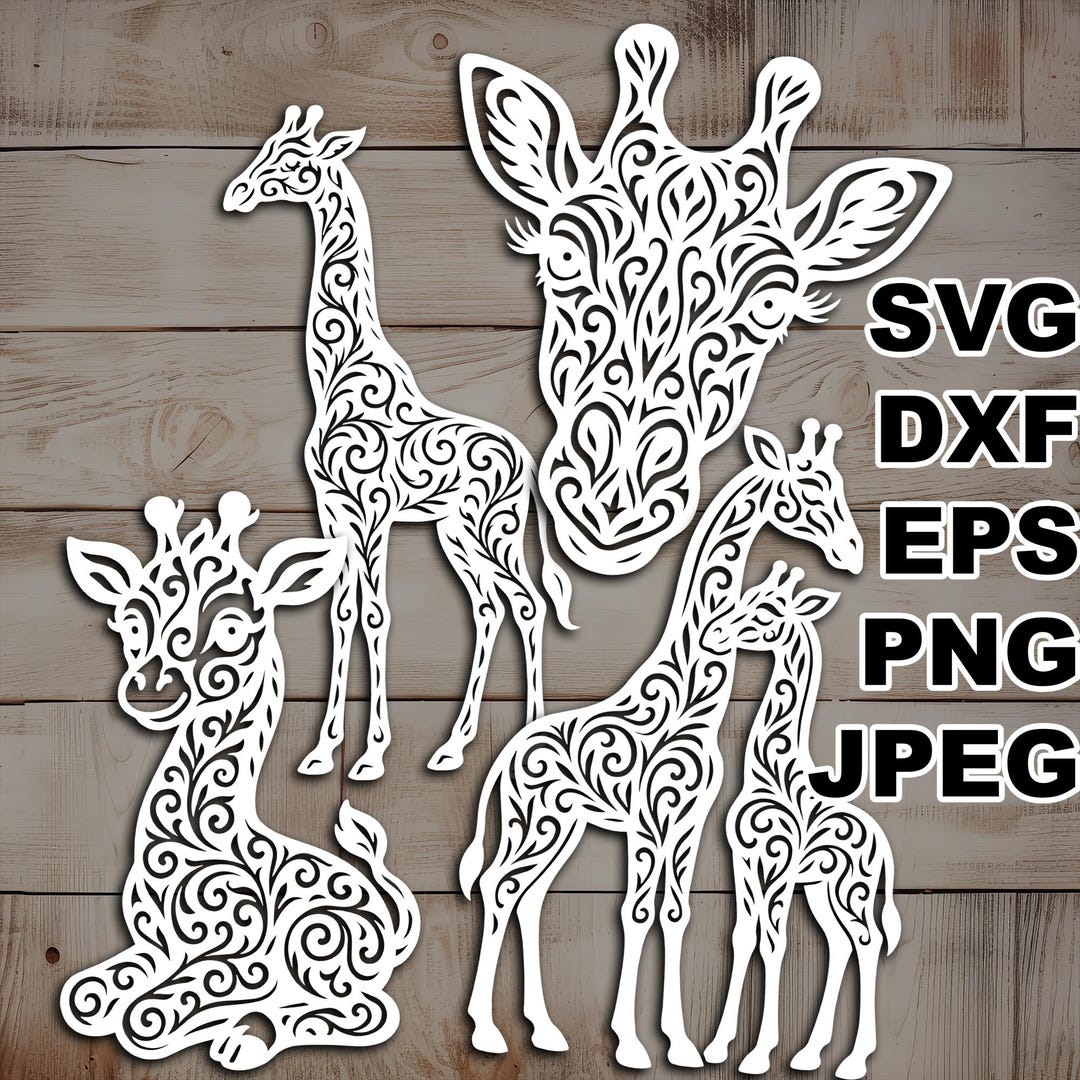 Filigree Giraffe SVG Cut Files (svg Dxf Png Eps Jpeg) Silhouette ...