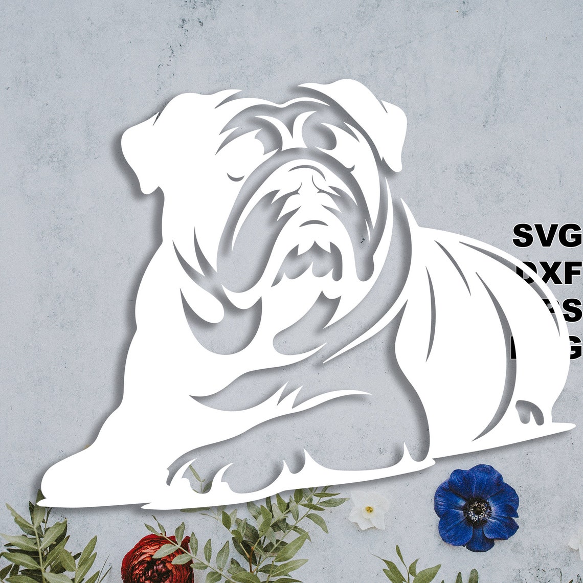 Bulldog SVG Cut Files svg Dxf Png Eps Silhouette & Cricut, Digital ...