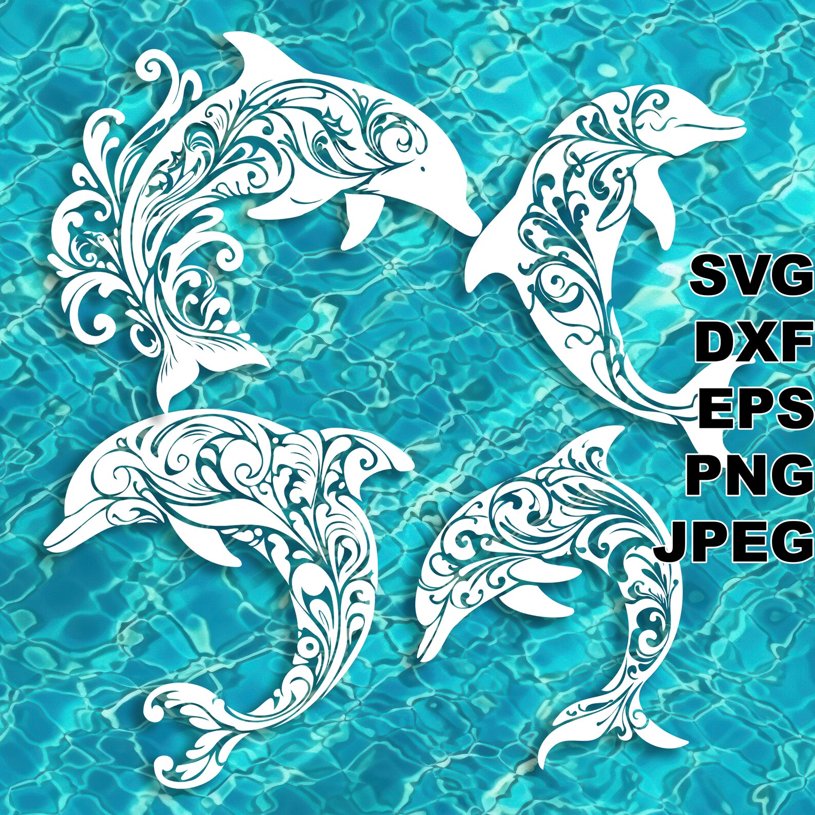 Dolphins SVG Cut Files svg Dxf Png Eps Jpg Silhouette & Cricut ...