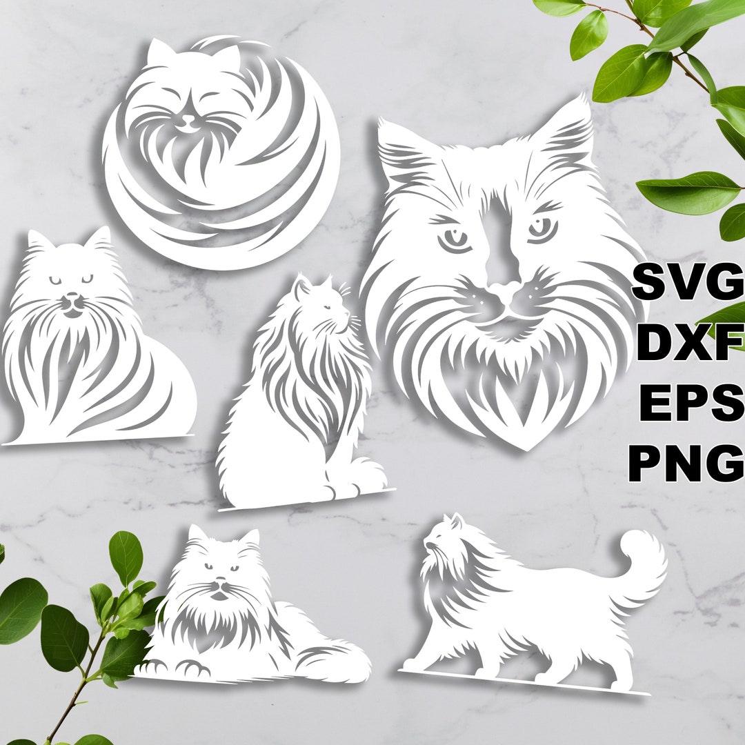 Norwegian Forest Cat SVG Cut Files (svg Dxf Png Eps) Silhouette ...