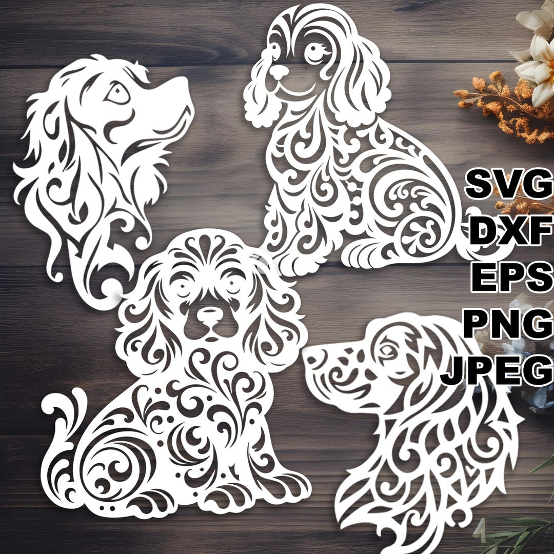 Cocker Spaniel Fancy SVG Cut Files (svg Dxf Png Eps Jpeg) Silhouette ...
