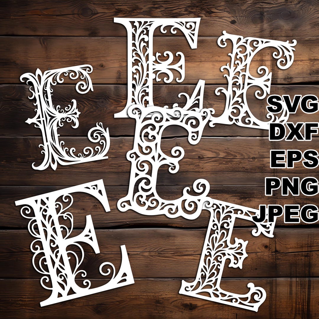 Filigree Letter E SVG Cut Files (svg Dxf Png Eps Jpeg) Silhouette ...