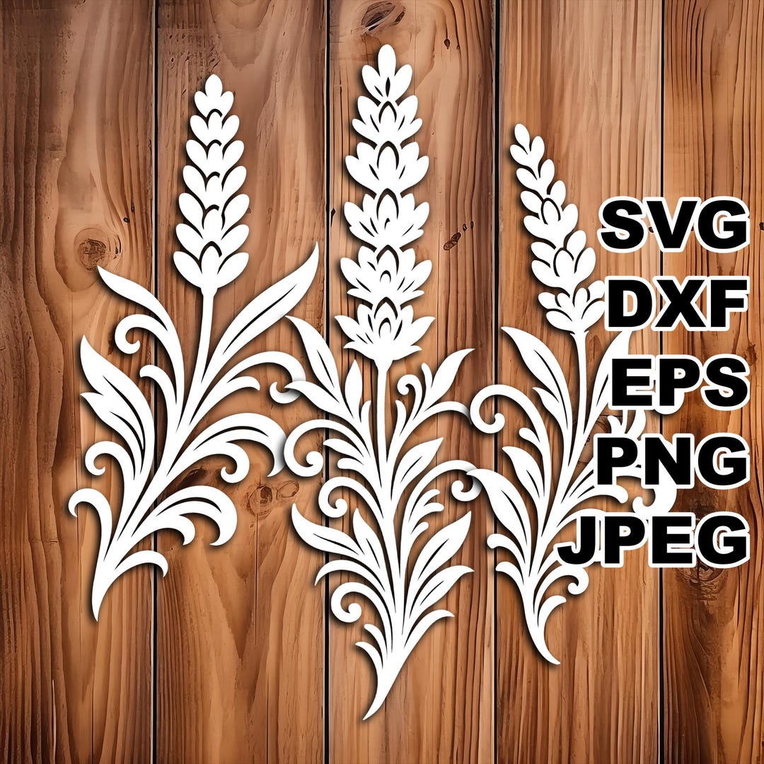 Filigree Lavender SVG Cut Files (svg Dxf Png Eps Jpeg) Silhouette ...