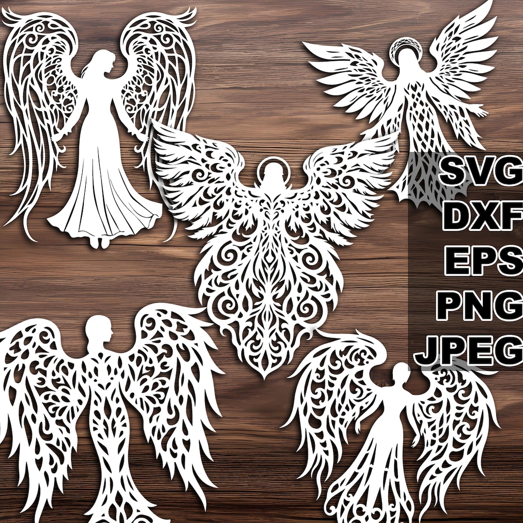 Filigree Angels (more) SVG Cut Files (svg Dxf Png Eps Jpeg) Silhouette ...