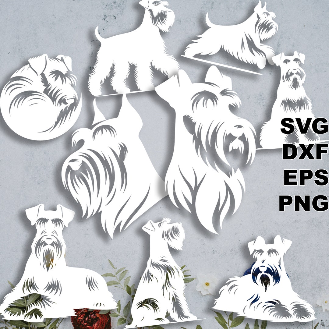 Schnauzer SVG Cut Files (svg Dxf Png Eps) Silhouette & Cricut, Digital ...