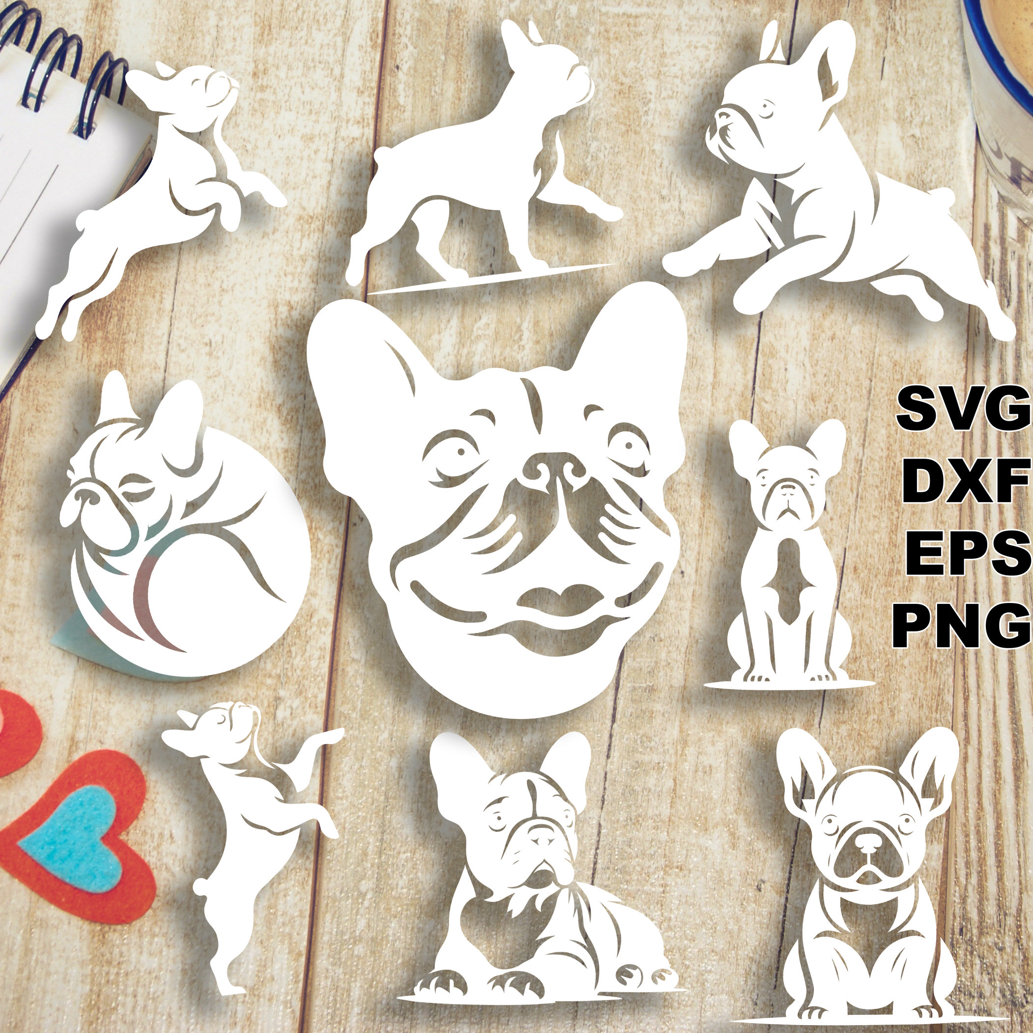 French Bulldog SVG Cut Files svg Dxf Png Eps Silhouette & Cricut ...