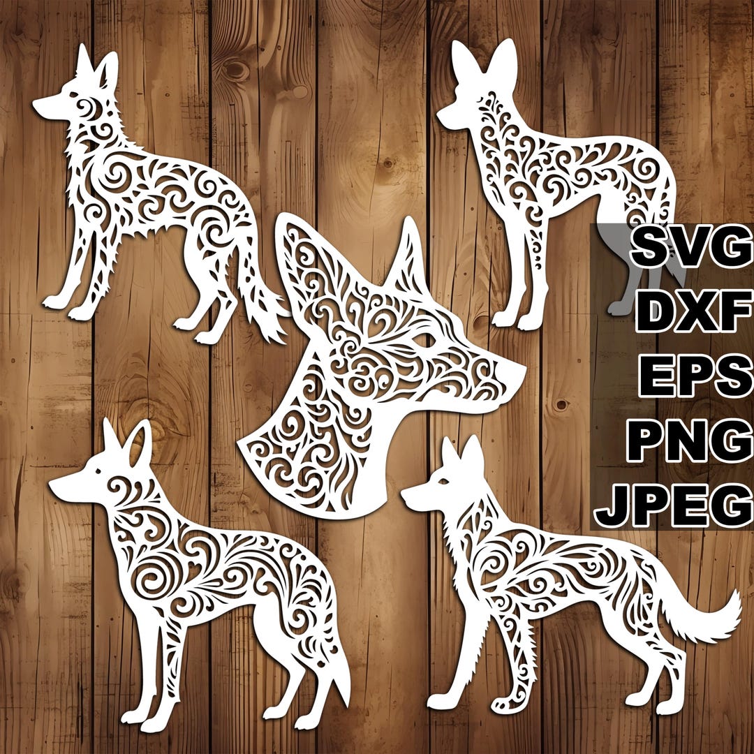 Wild Dog Filigree SVG Cut Files (svg Dxf Png Eps Jpeg) Silhouette ...